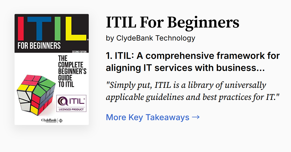 ITIL For Beginners | Summary, Audio, Quotes