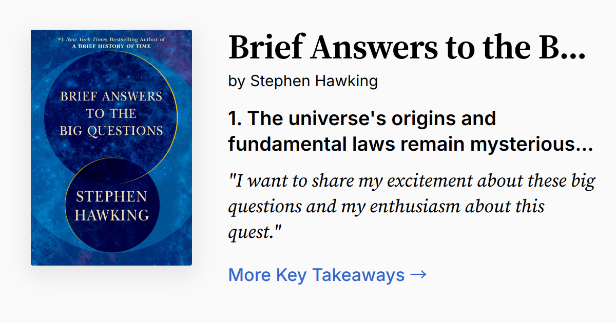 Brief Answers to the Big Questions | Summary, Audio, Quotes, FAQ