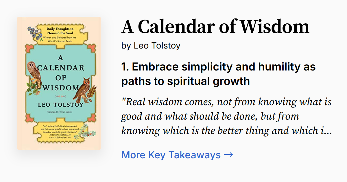 A Calendar Of Wisdom Summary Audio Quotes Faq