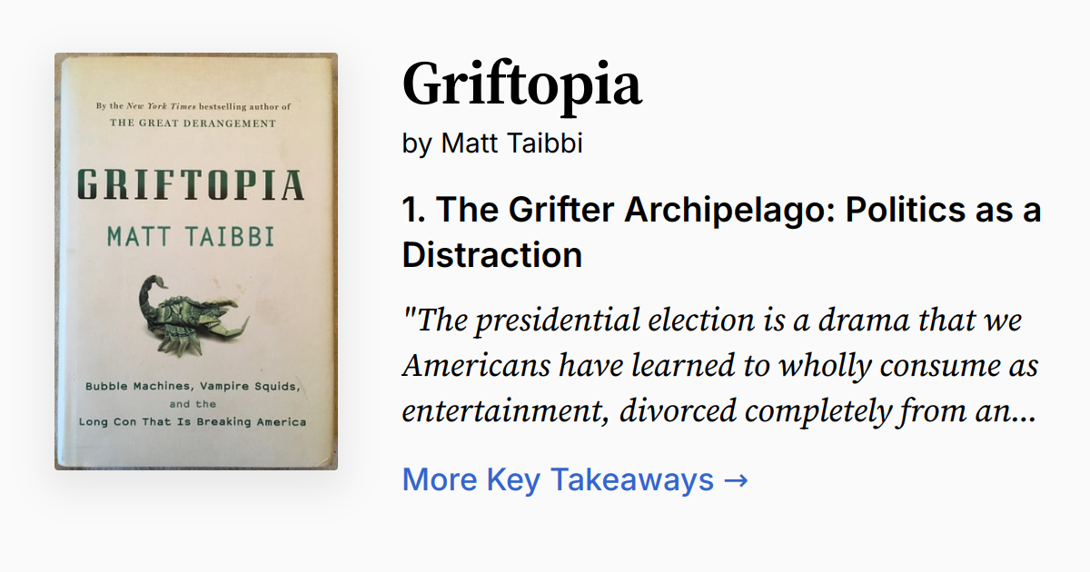 Griftopia by Matt Taibbi | Summary, Audio, Quotes, FAQ