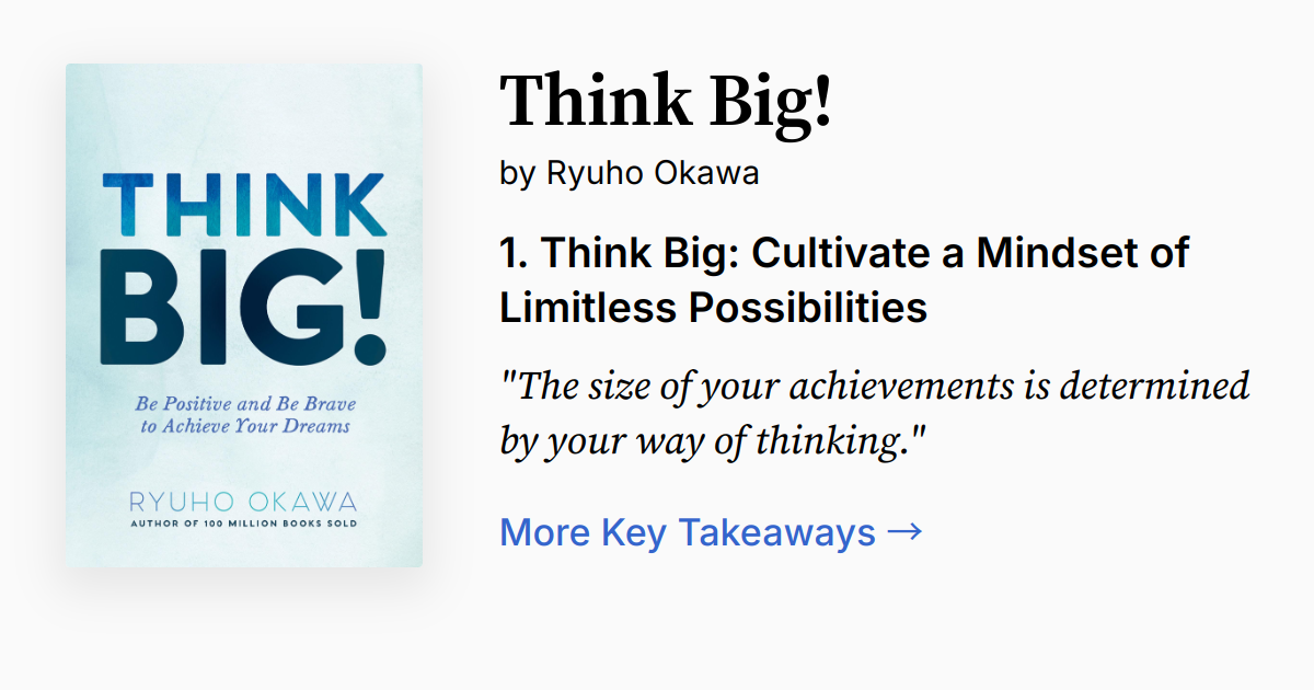 Think Big! by Ryuho Okawa | Summary, Audio, Quotes