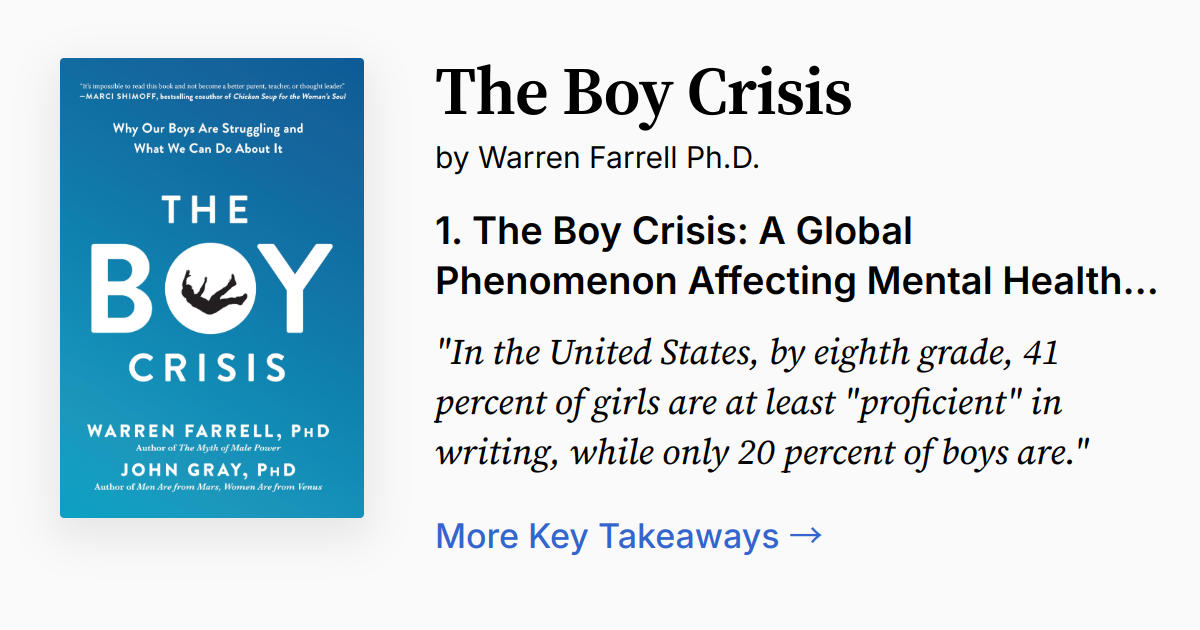 The Boy Crisis by Warren Farrell | Summary, Audio, Quotes, FAQ