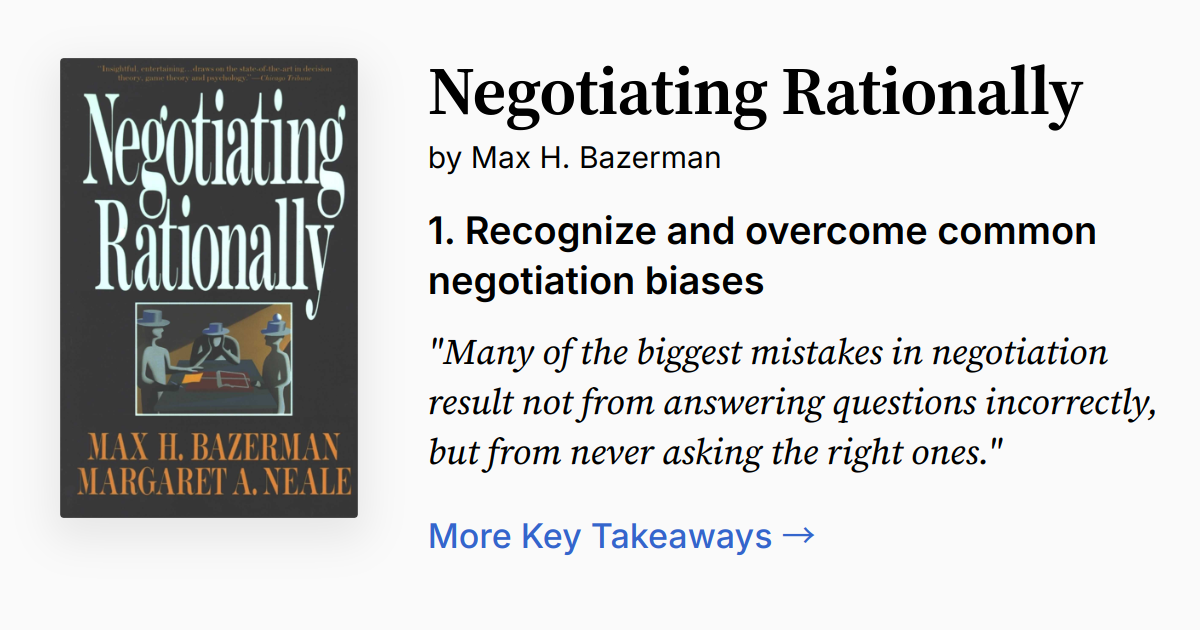 Negotiating Rationally | Resumen, Quotes, FAQ, Audio