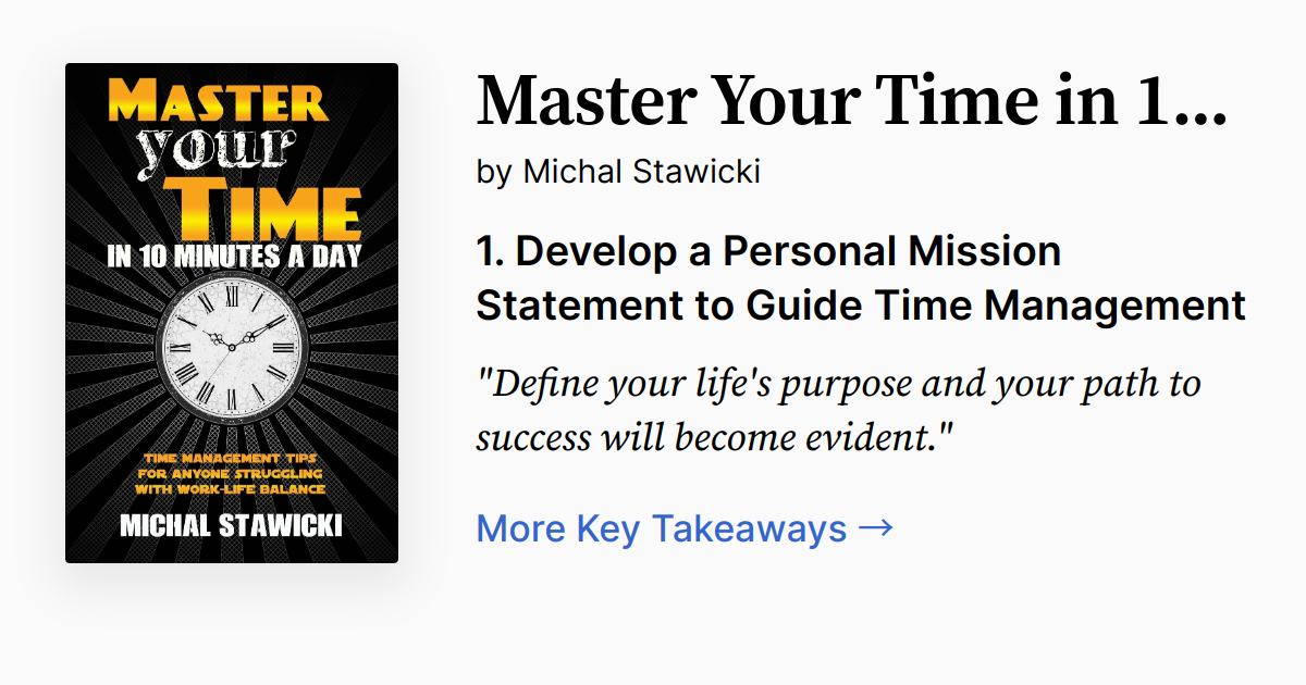 Master Your Time in 10 Minutes a Day | Summary, Audio, Quotes