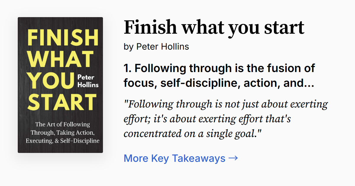 Finish What You Start | Summary, Audio, Quotes, FAQ