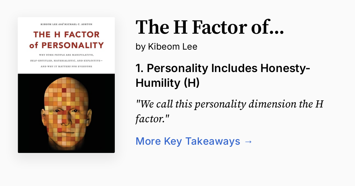 The H Factor of Personality | Summary, Audio, Quotes, FAQ