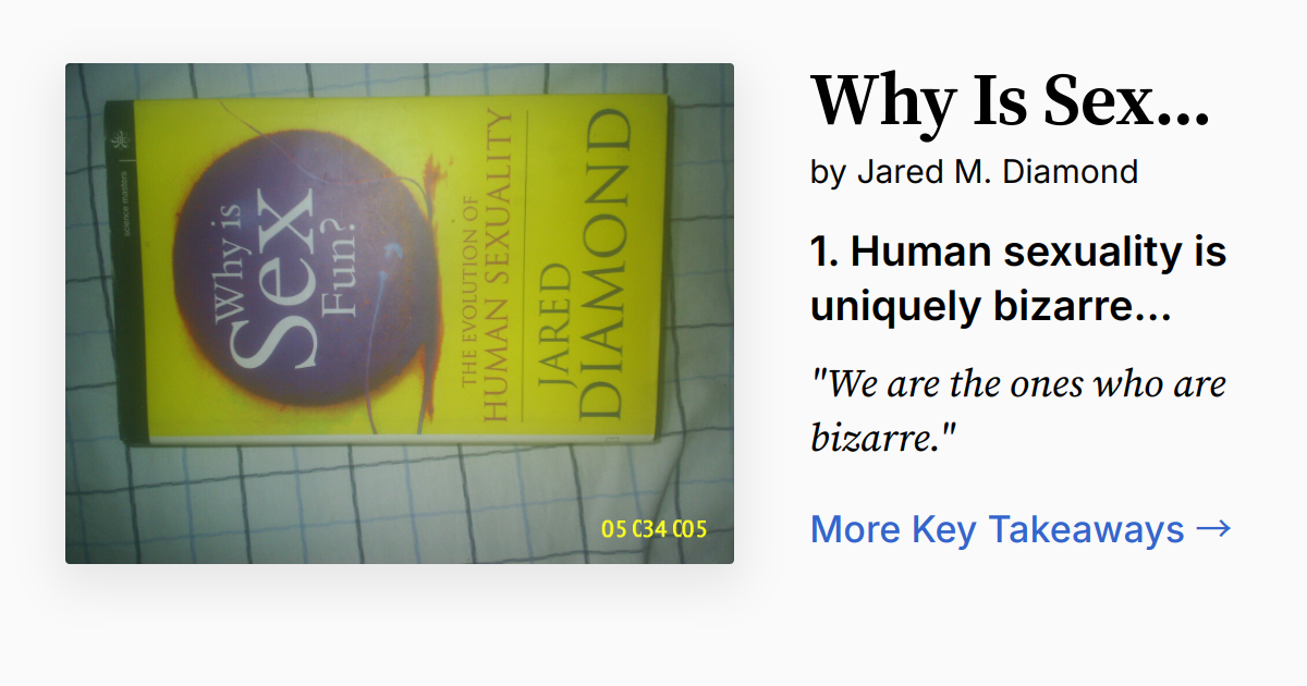 Why Is Sex Fun? The Evolution of Human Sexuality | Summary, Audio ...