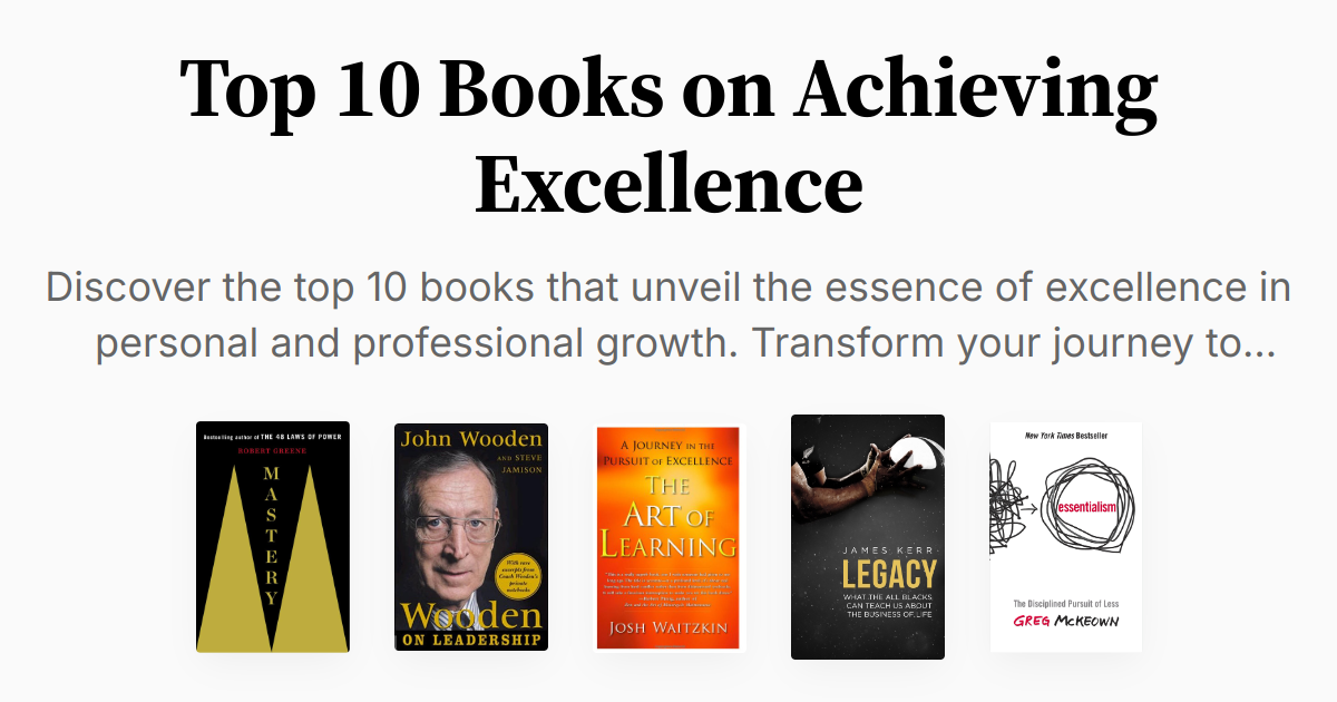 Top 10 Books on Achieving Excellence | Summaries & Audio