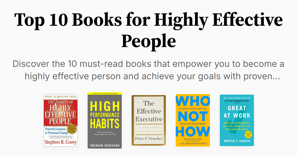 Top 10 Books for Highly Effective People | Summary & Audio