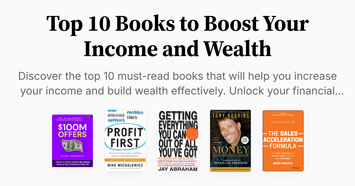 Top 10 Books to Boost Your Income and Wealth | Summary & Audio