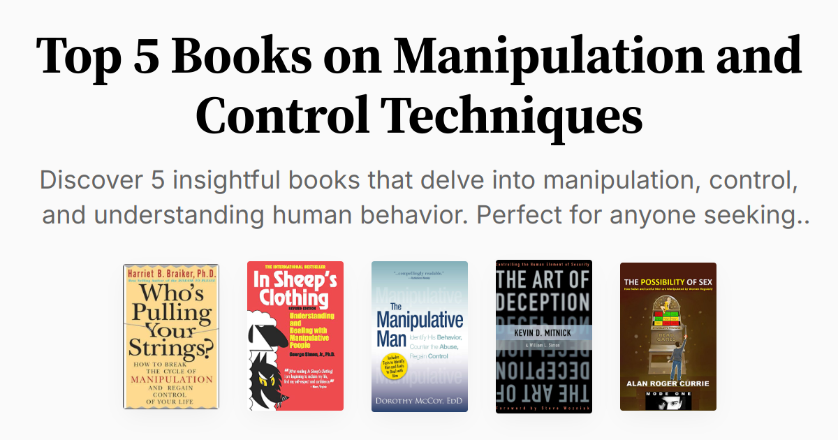 Top 5 Books on Manipulation and Control Techniques | Summary & Audio