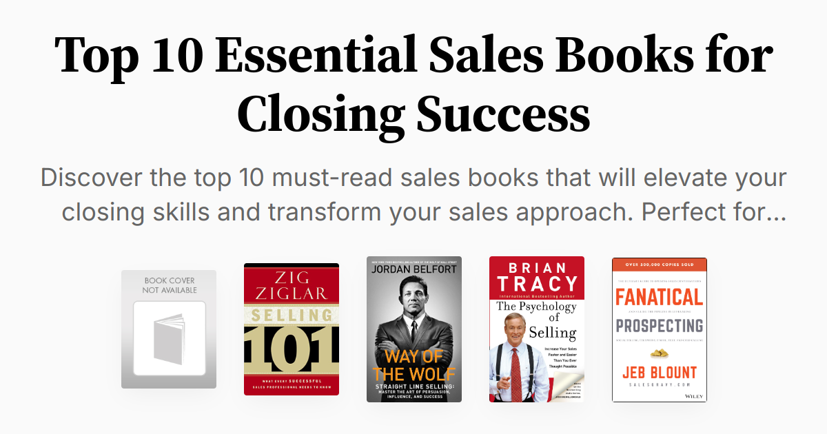 Top 10 Essential Sales Books for Closing Success | Summary & Audio