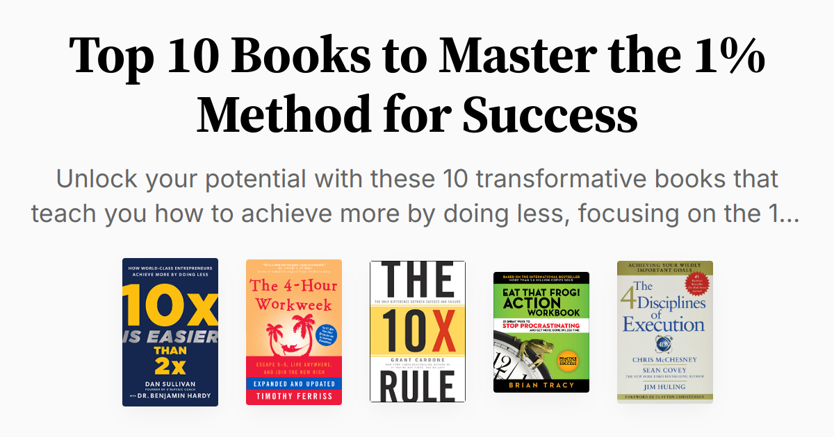 Top 10 Books to Master the 1% Method for Success | Summary & Audio