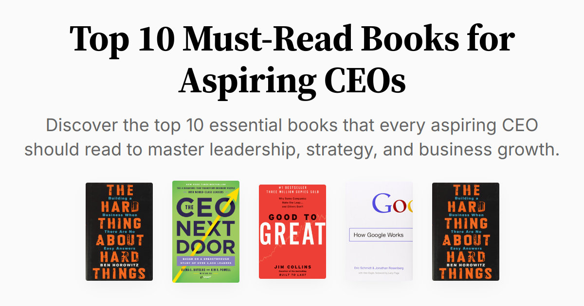 Top 10 Must-Read Books for Aspiring CEOs | Summary & Audio