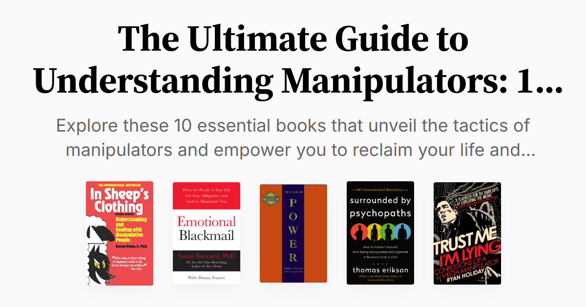 The Ultimate Guide to Understanding Manipulators: 10 Books | Summary ...