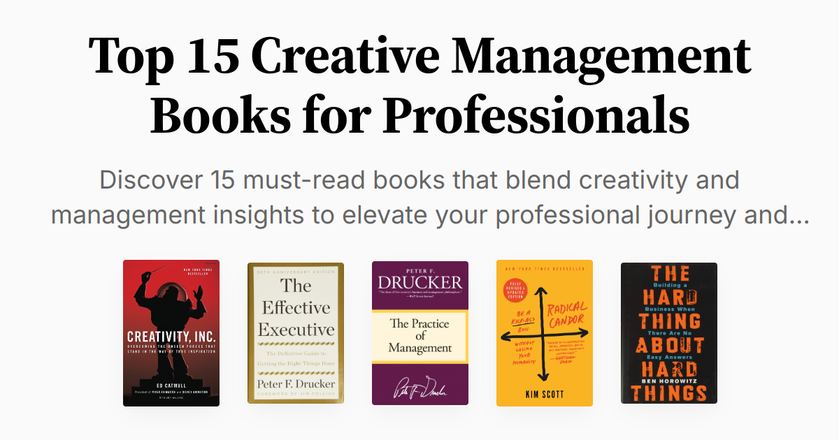 Top 15 Creative Management Books for Professionals | Summary & Audio