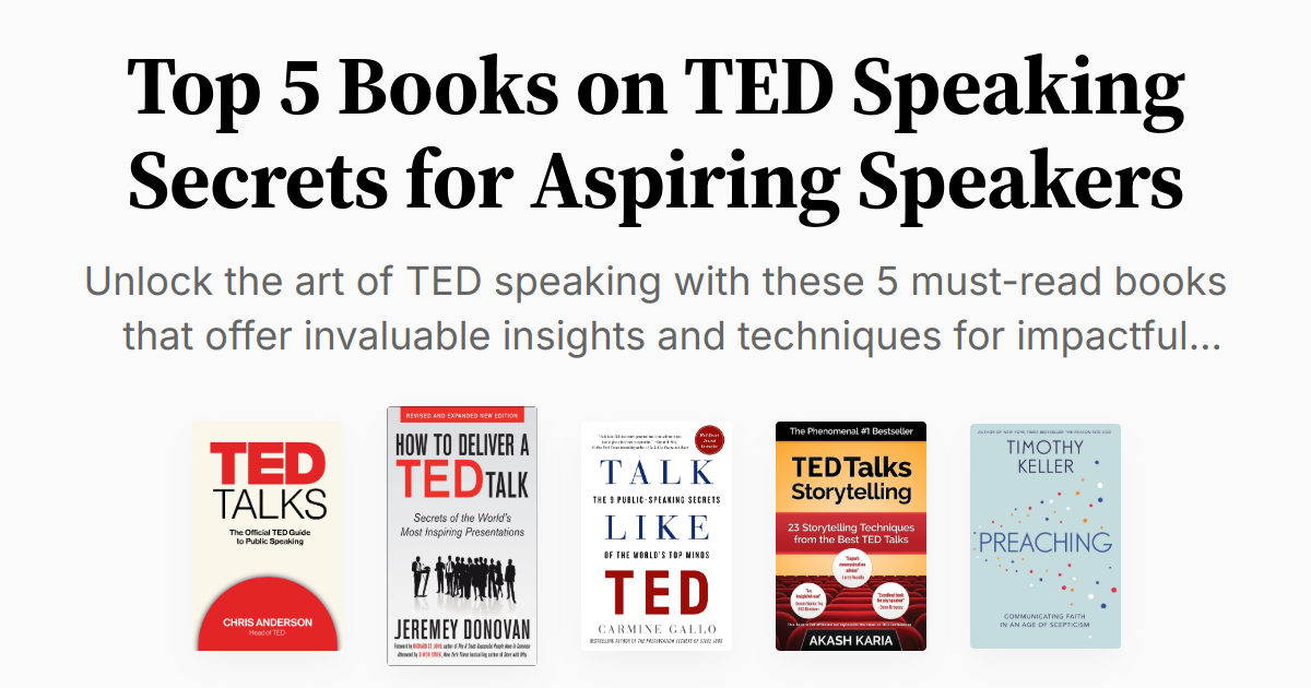 Top 5 Books on TED Speaking Secrets for Aspiring Speakers | Summary & Audio