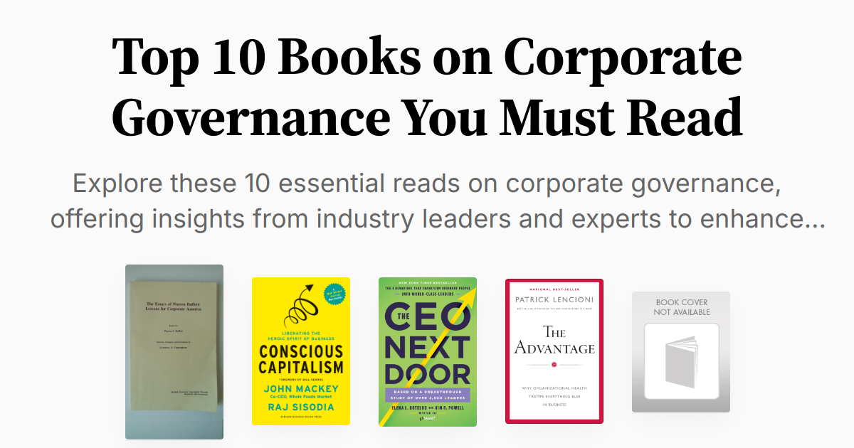 Top 10 Books on Corporate Governance You Must Read | Summary & Audio