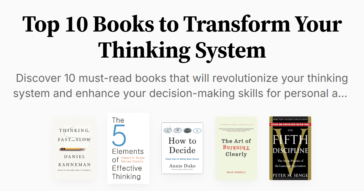 Top 10 Books to Transform Your Thinking System | Summary & Audio
