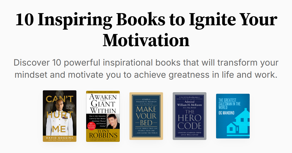 10 Inspiring Books to Ignite Your Motivation | Summary & Audio