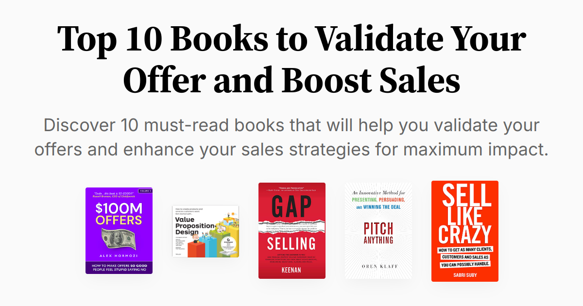 Top 10 Books to Validate Your Offer and Boost Sales | Summary & Audio