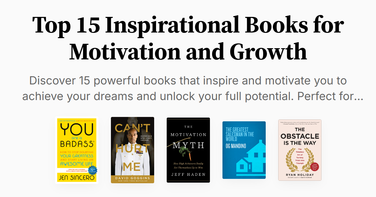Top 15 Inspirational Books for Motivation and Growth | Summary & Audio