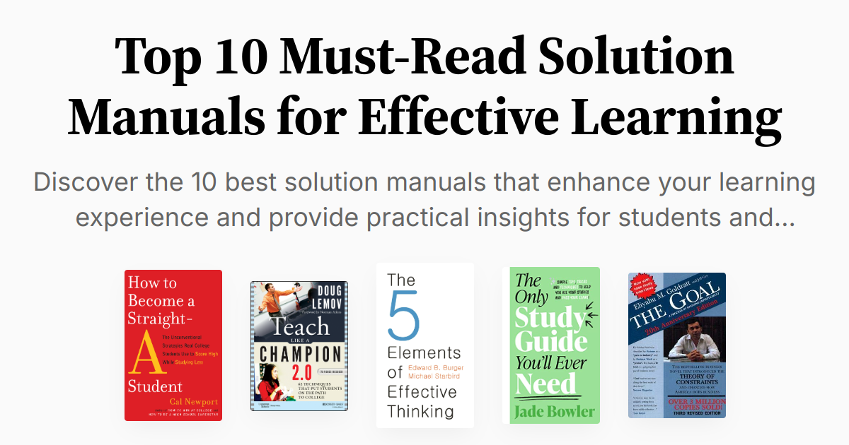 Top 10 Must-Read Solution Manuals for Effective Learning | Summary & Audio