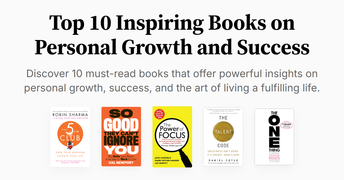 Top 10 Inspiring Books on Personal Growth and Success | Summary & Audio