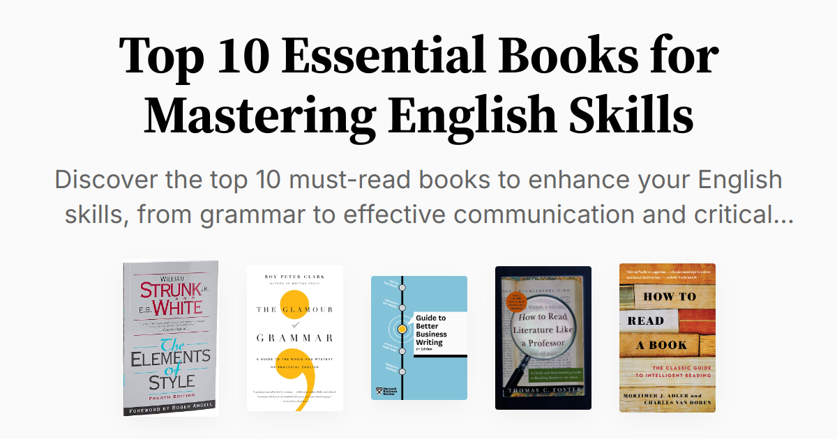 Top 10 Essential Books for Mastering English Skills | Summary & Audio