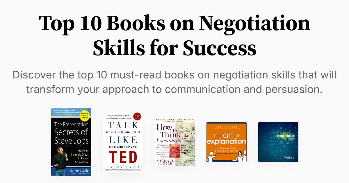 Top 10 Books on Negotiation Skills for Success | Summary & Audio